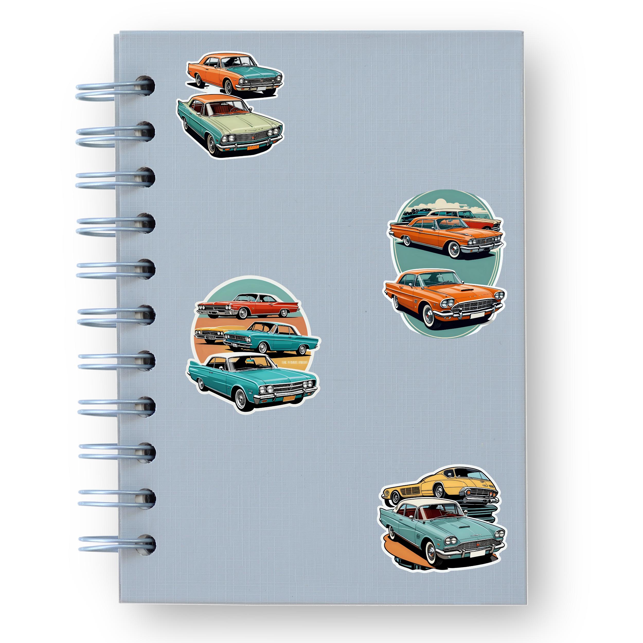 Retro Car Sticker Pack - 10 Printable Pngs - Classic Auto Decals ...