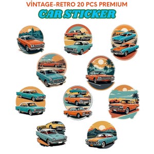 Vintage Retro 20 PCS Premium Car Sticker Pack - Classic Auto Decals ...