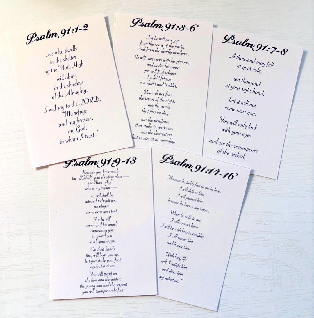 Psalm 91 Scripture Memory Cards / Bible Verse Memorization / Christian ...