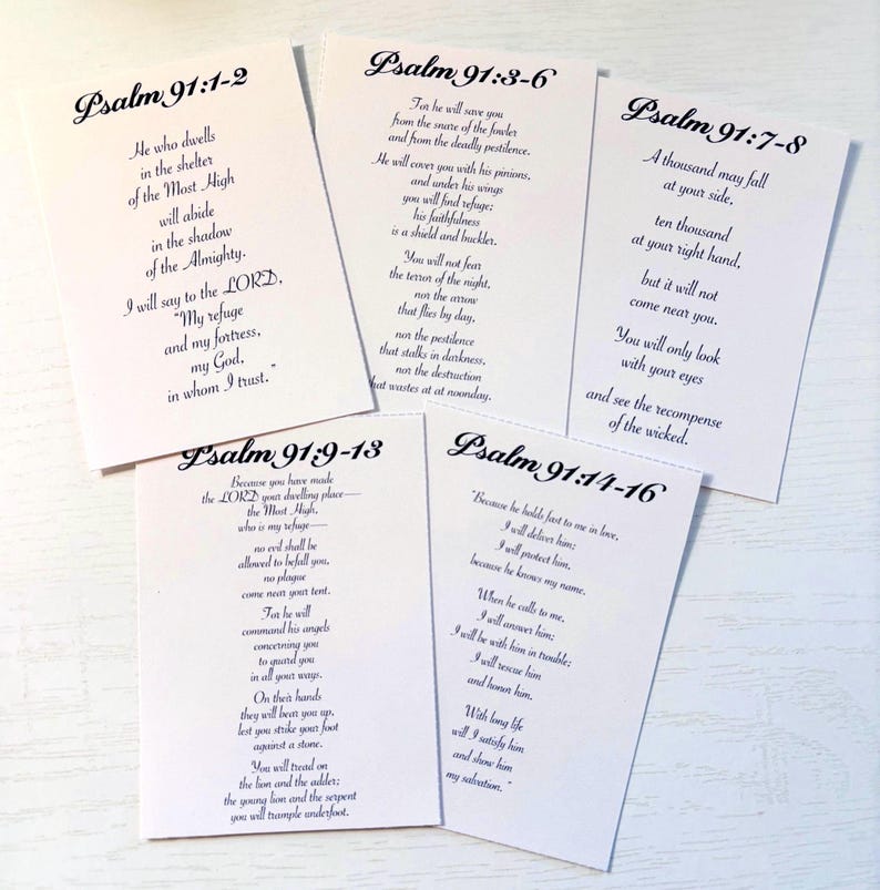 Psalm 91 Scripture Memory Cards / Bible Verse Memorization / Christian ...