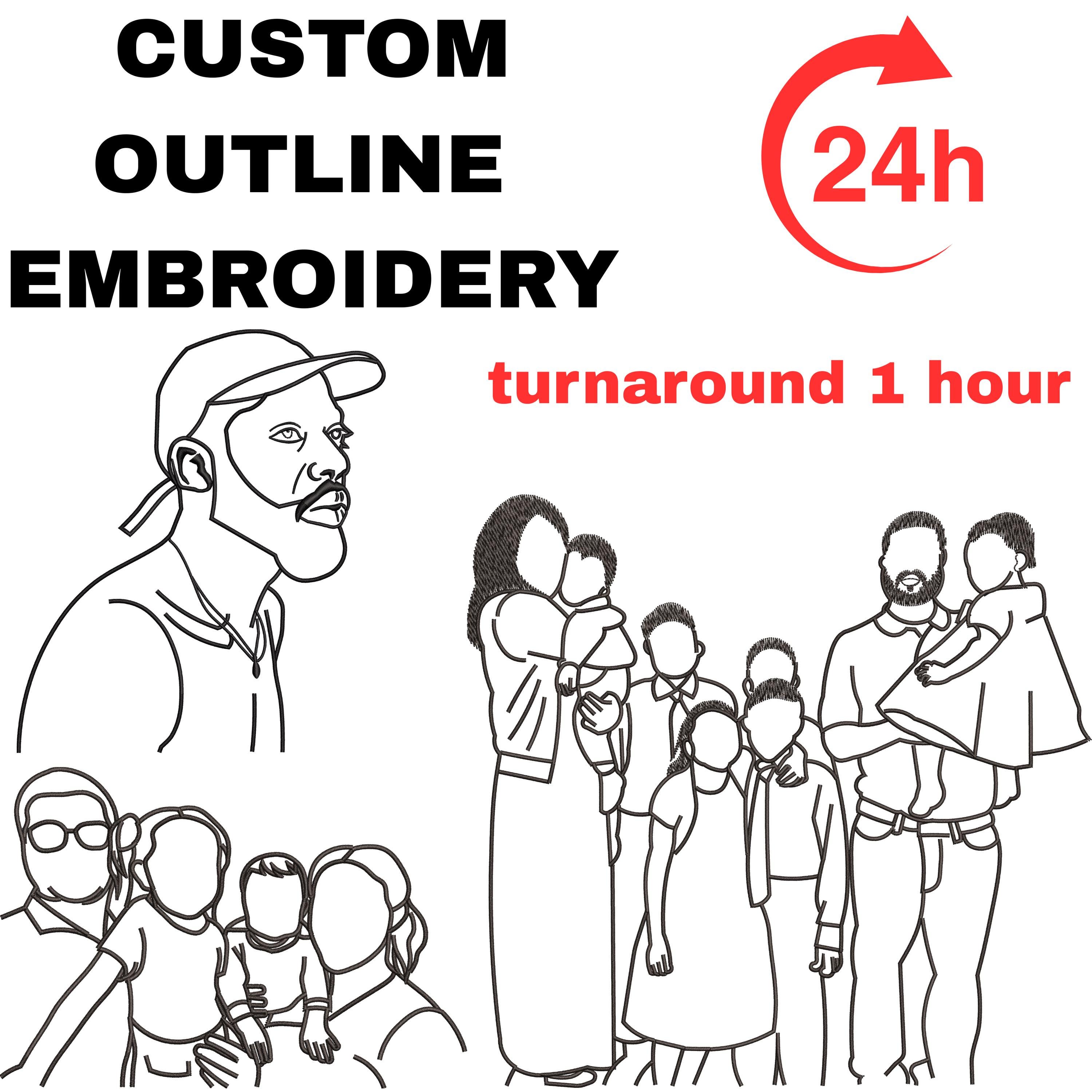 Custom Family Outline Embroidery Digitizing (digital File) - Etsy