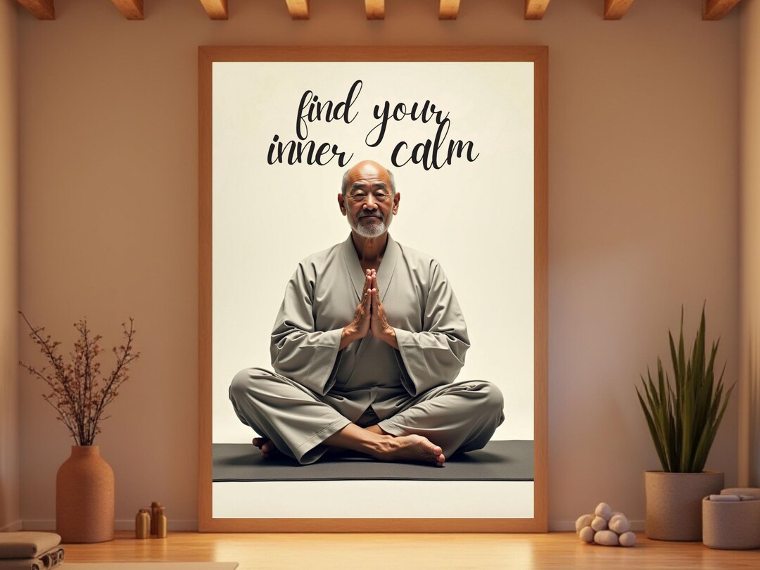 Meditation Poster – Tranquil Zen Design in Soft Neutral Colours With ...