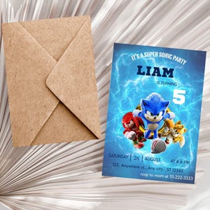 Sonic Birthday Invitation Editable, Super Sonic Birthday Party, Sonic ...