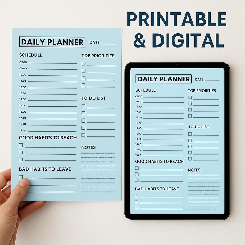 Daily Planner PDF – Printable and Fillable | Digital Agenda With ...