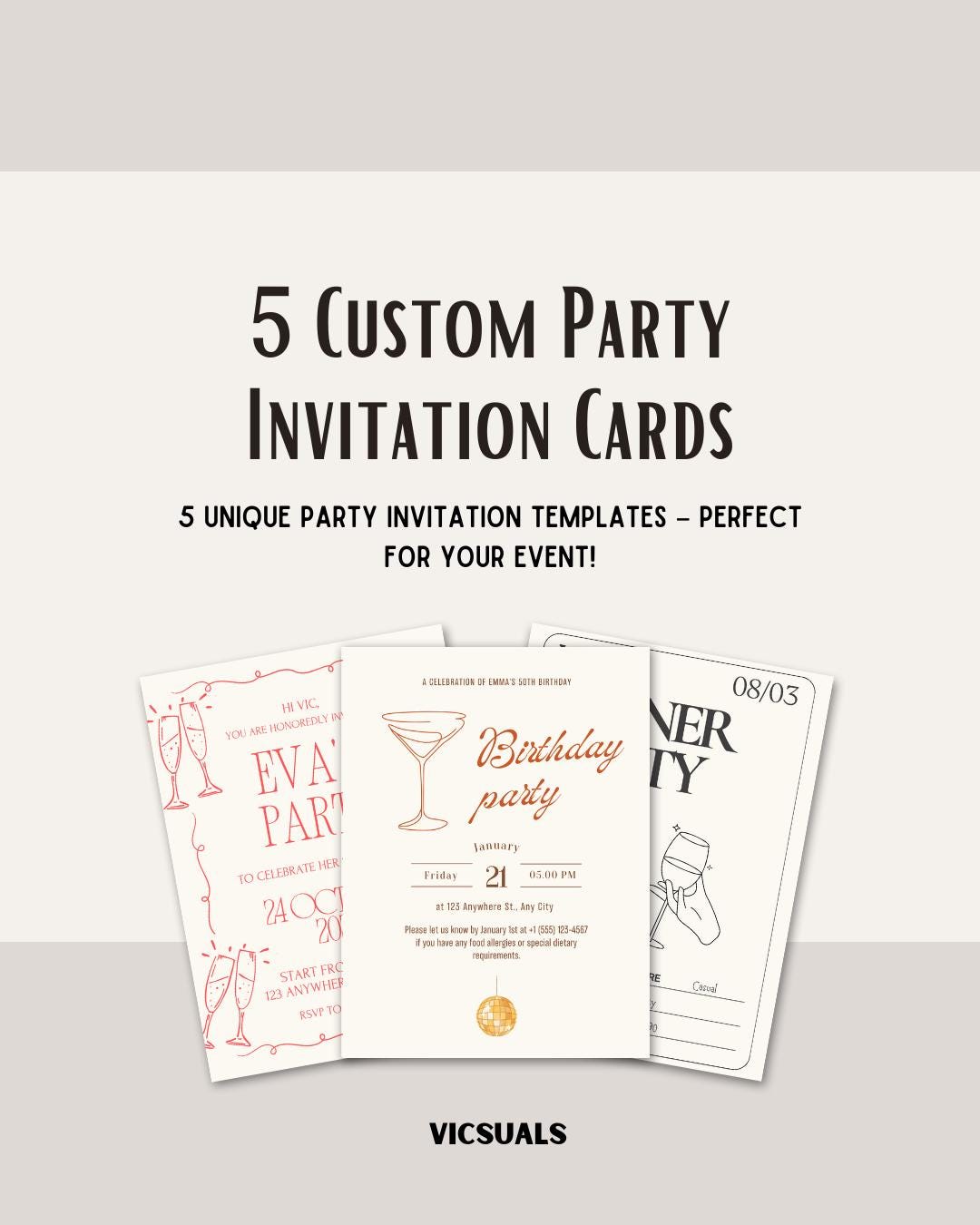 5 Editable Party Invitation Templates | Customizable Canva Invites ...