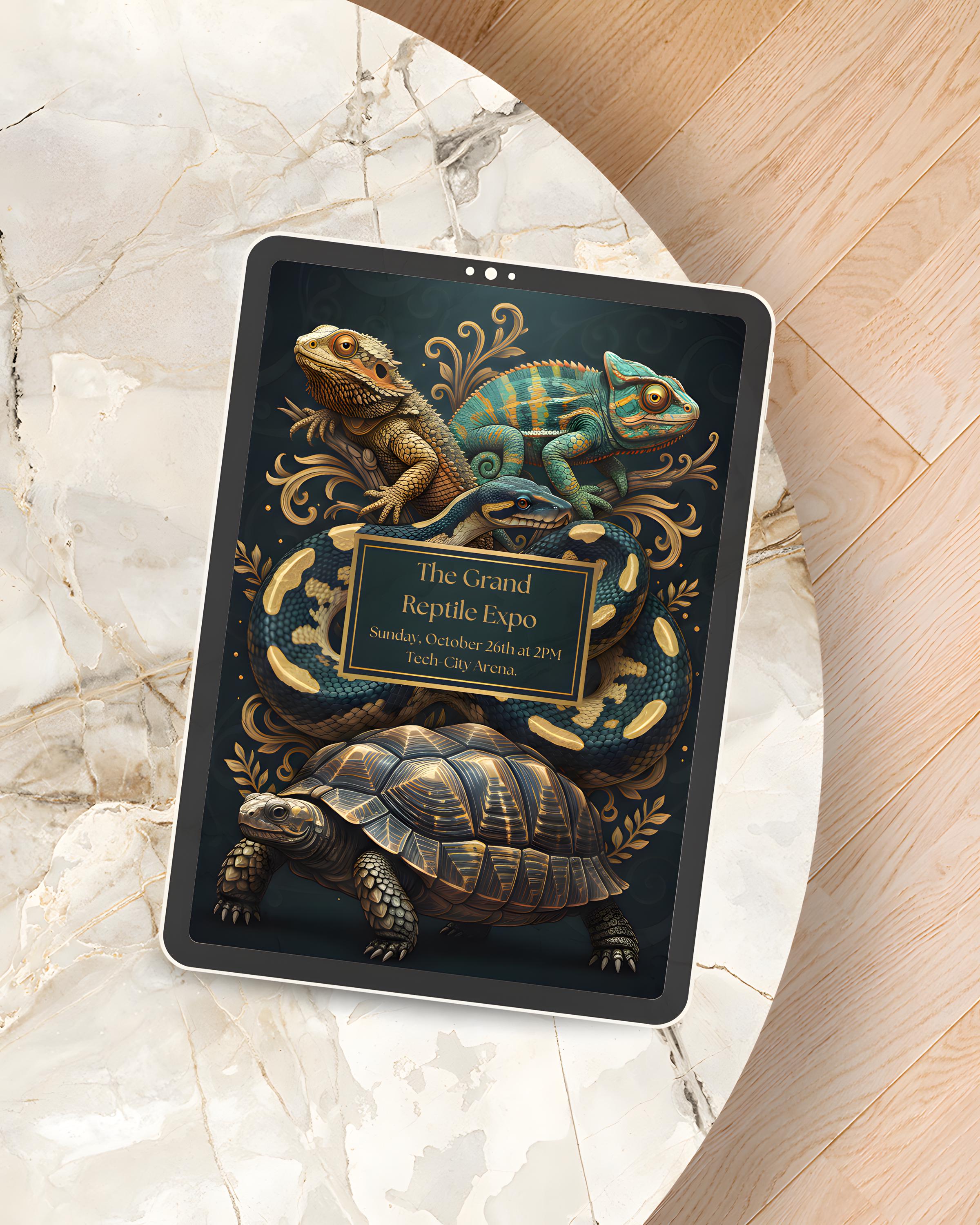 Exotic Reptile Party Invitation Template, Editable Pet Birthday ...