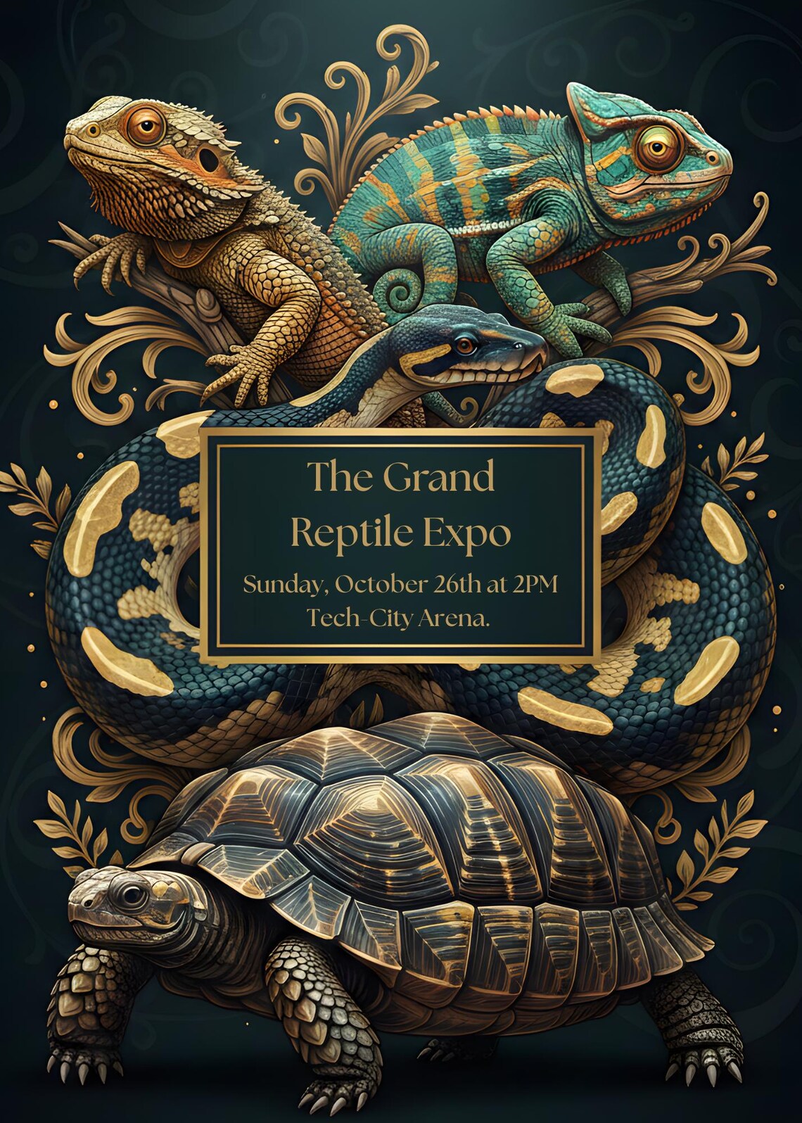 Exotic Reptile Party Invitation Template, Editable Pet Birthday ...