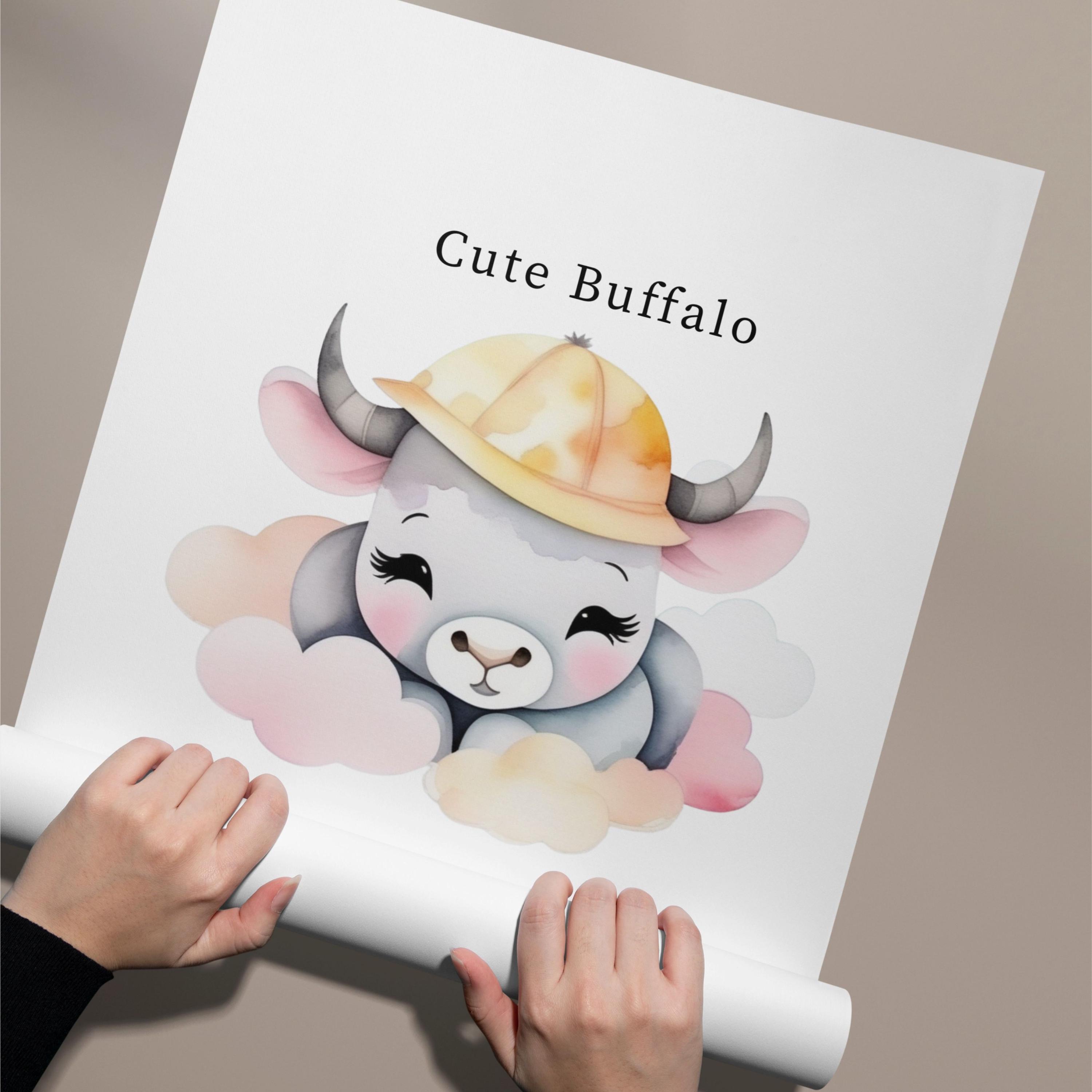 Baby Cute Buffalo Cliparts, Cute Animal PNG, Watercolor PNG, Buffalo ...