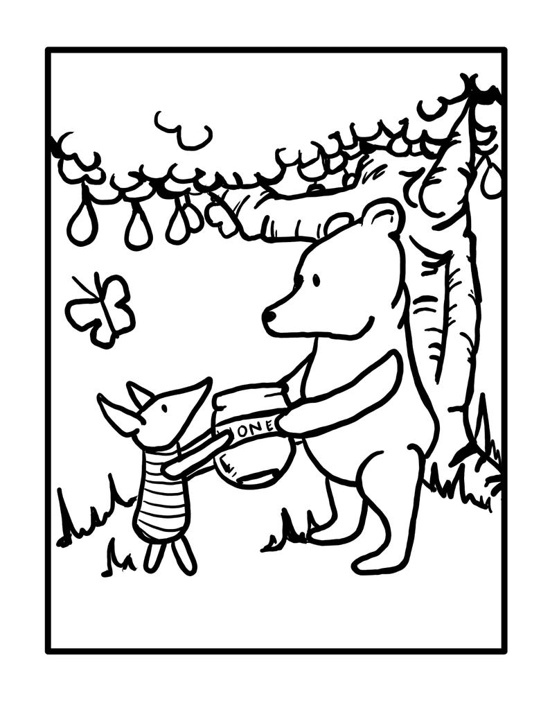 Winnie the Pooh (public Domain) Coloring Page - Etsy
