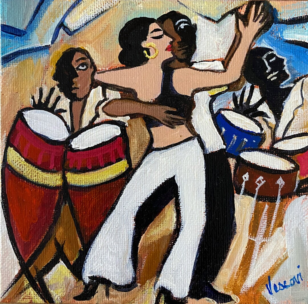 Los Bailarines, the Dancers, Original Acrylic Painting of Salsa Dancers ...