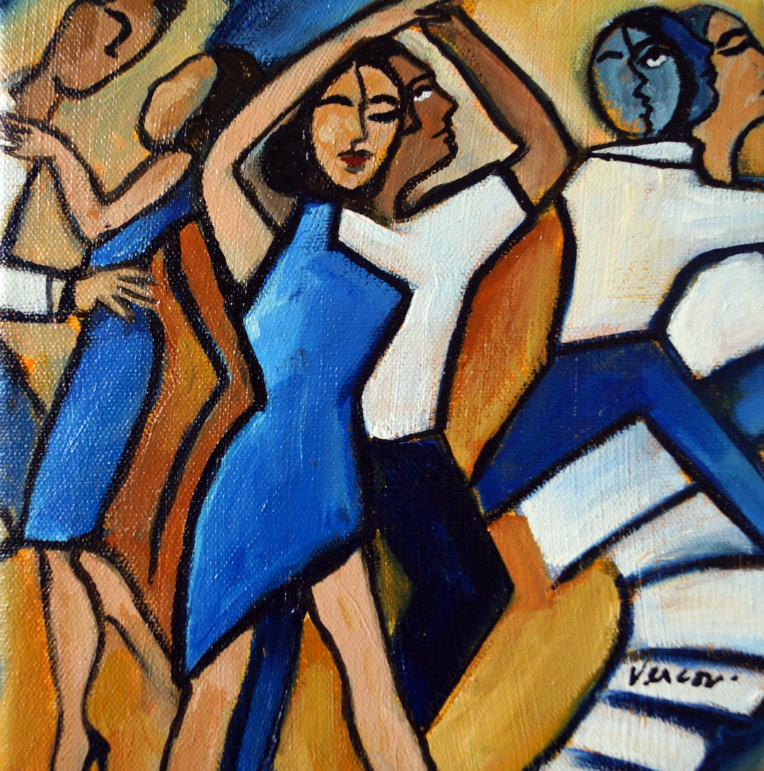 La Danse Bleu, Small Original Oil Painting of Cubist Dancers - Etsy