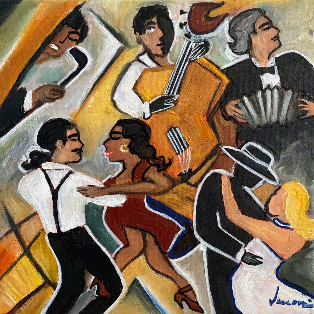 Earthy Tango, My Original Oil Painting of Tango Dancers and Musicians ...