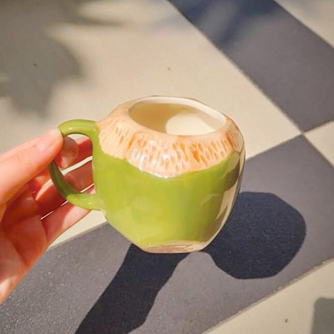 Handmade Ceramic Coconut Mug, Tiki Coconut Cup, Island Drinkware Gift ...