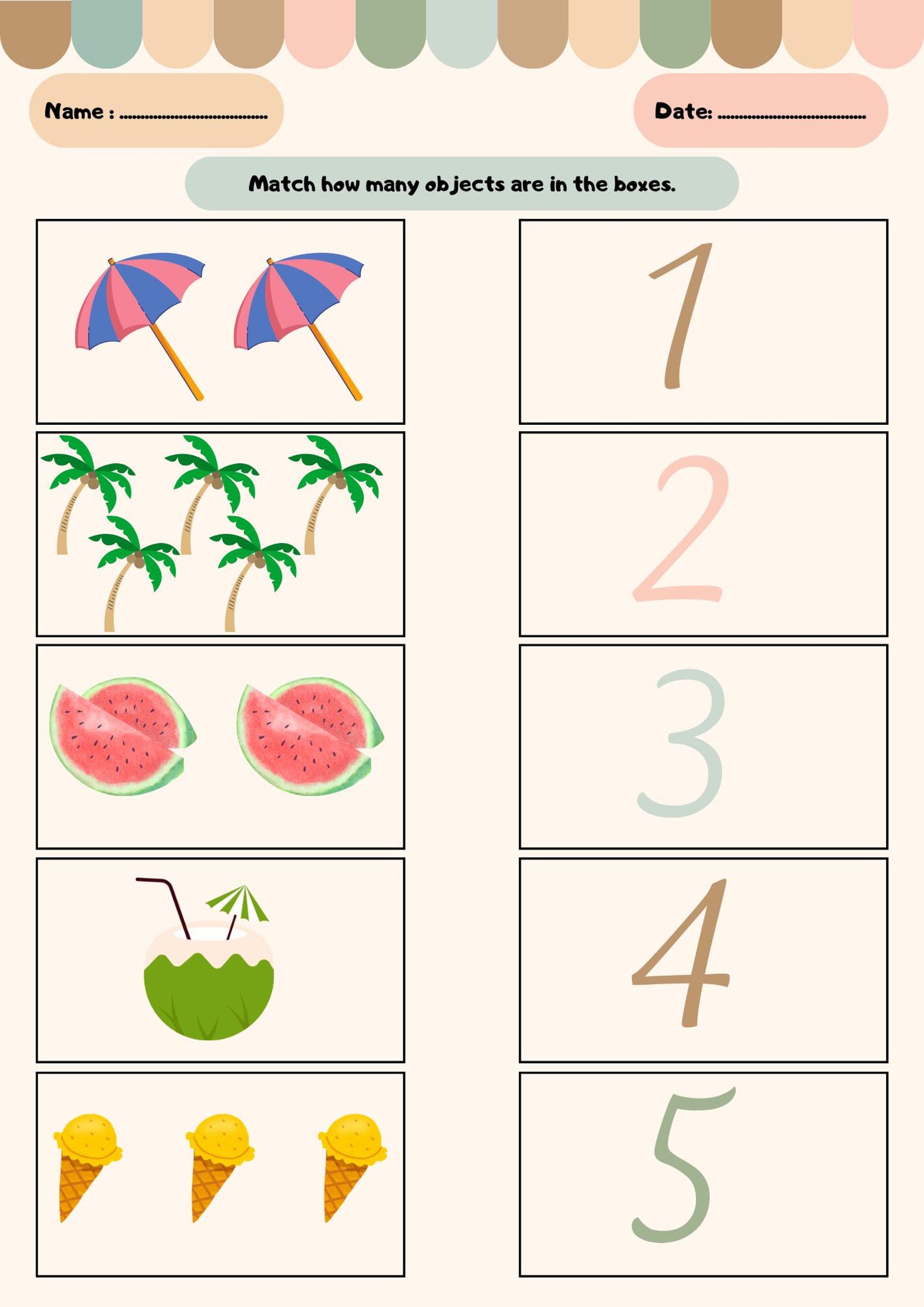 Numbers Worksheet,preschool Math, Beginning Math,counting,learning to ...
