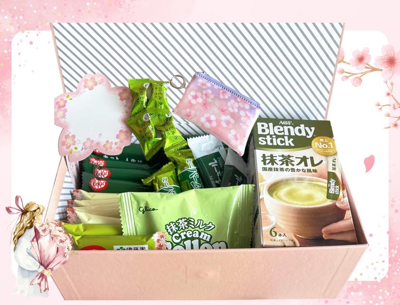 Matcha Gift Box With Japanese Kitkat, Matcha Latte & Sakura Snacks ...