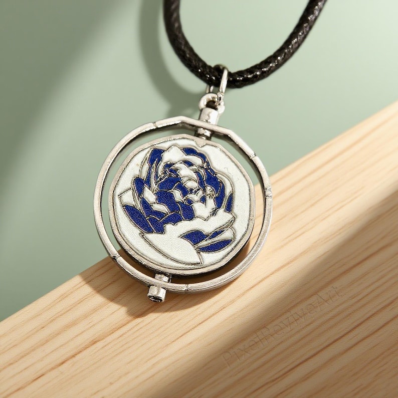 Arcane Hextech Pendant: Blue Rose, Silver-plated Copper Necklace - Etsy