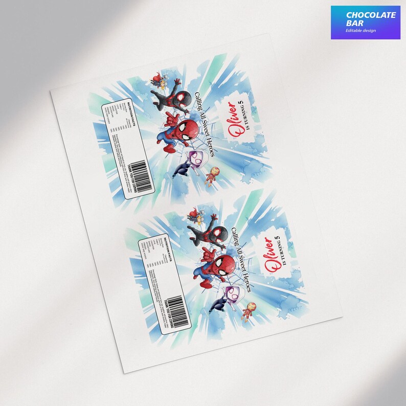 Superhero Avengers Chocolate Wrappers: Editable Candy Bar Labels (canva ...