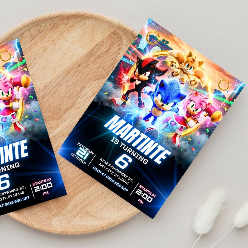Editable Sonic the Hedgehog Birthday Invitation Template Digital ...