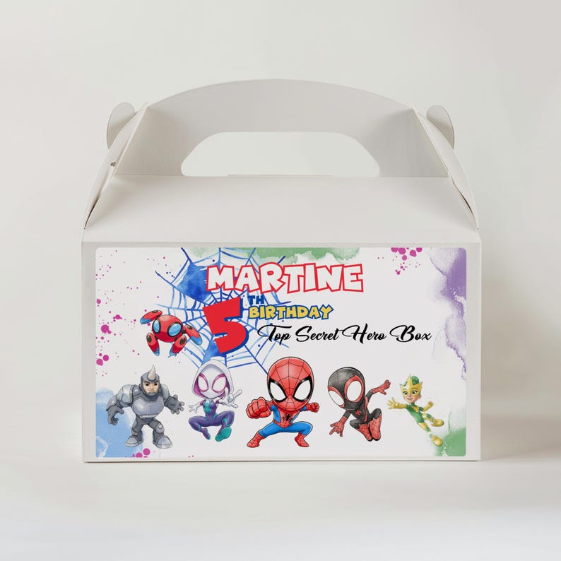 Spidey Favor Box Label, Spidey and His Amazing Friends Treat Box ...