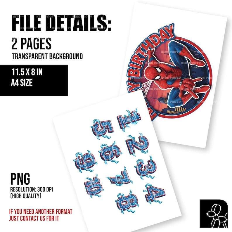 Printable Spiderman Cake Topper (digital Download – PNG File) - Spider ...