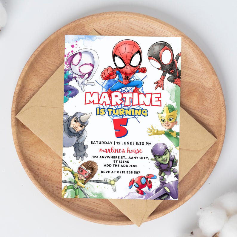 Spidey and His Amazing Friends Birthday Invitation | Spidey Birthday ...