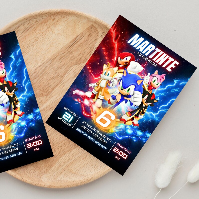 Editable Sonic the Hedgehog Birthday Invitation Template Digital ...