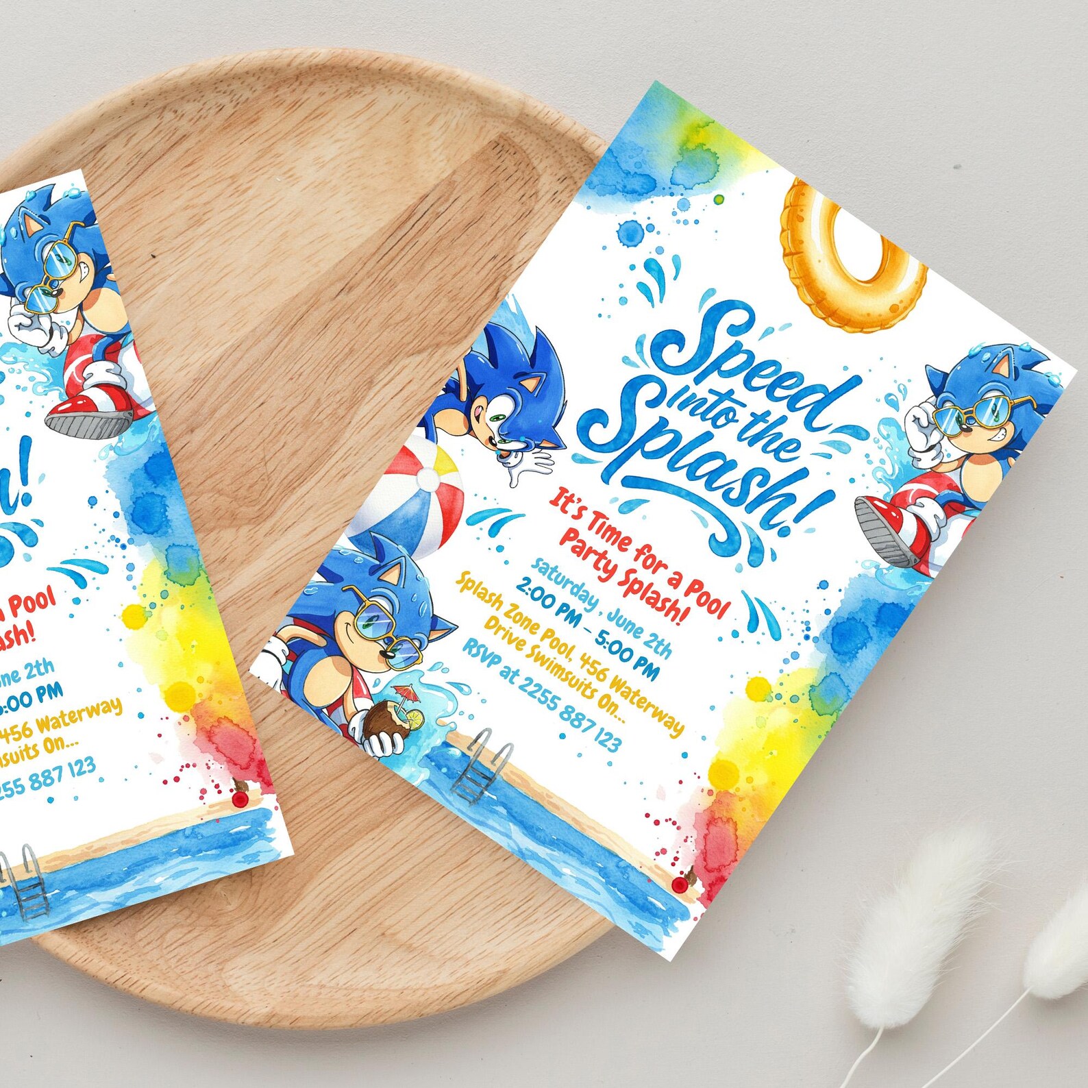Sonic Pool Party Invitation Template: Editable Canva Download - Etsy