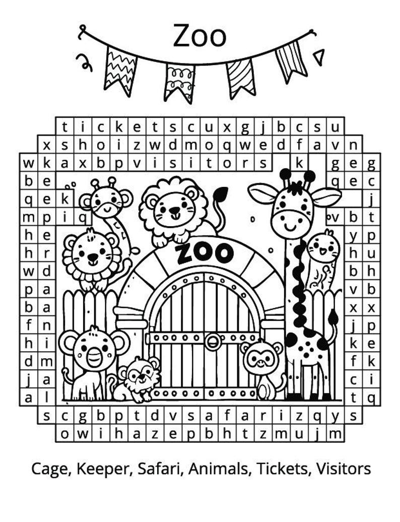 Printable Kids Activity Book – Word Search & Coloring Pages for Ages 4 ...