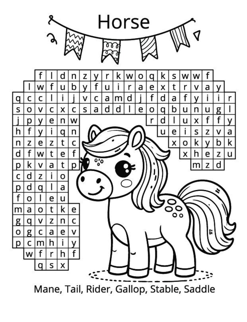 Printable Kids Activity Book – Word Search & Coloring Pages for Ages 4 ...