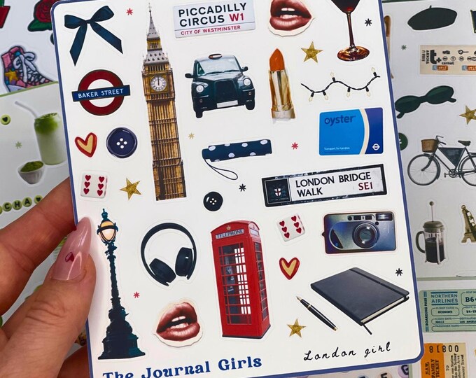 London Girl Stickers • Aesthetic Sticker Sheet for Junk Journaling ...