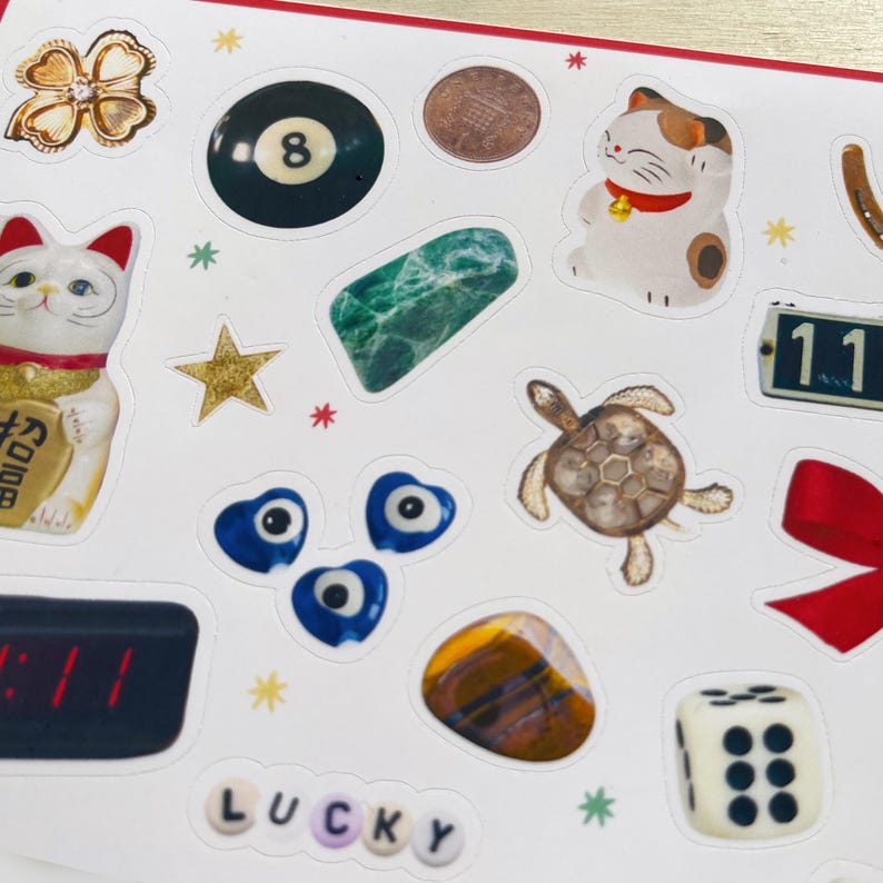 Lucky Girl Stickers • Aesthetic Lucky Charms and Trinkets Sticker Sheet ...