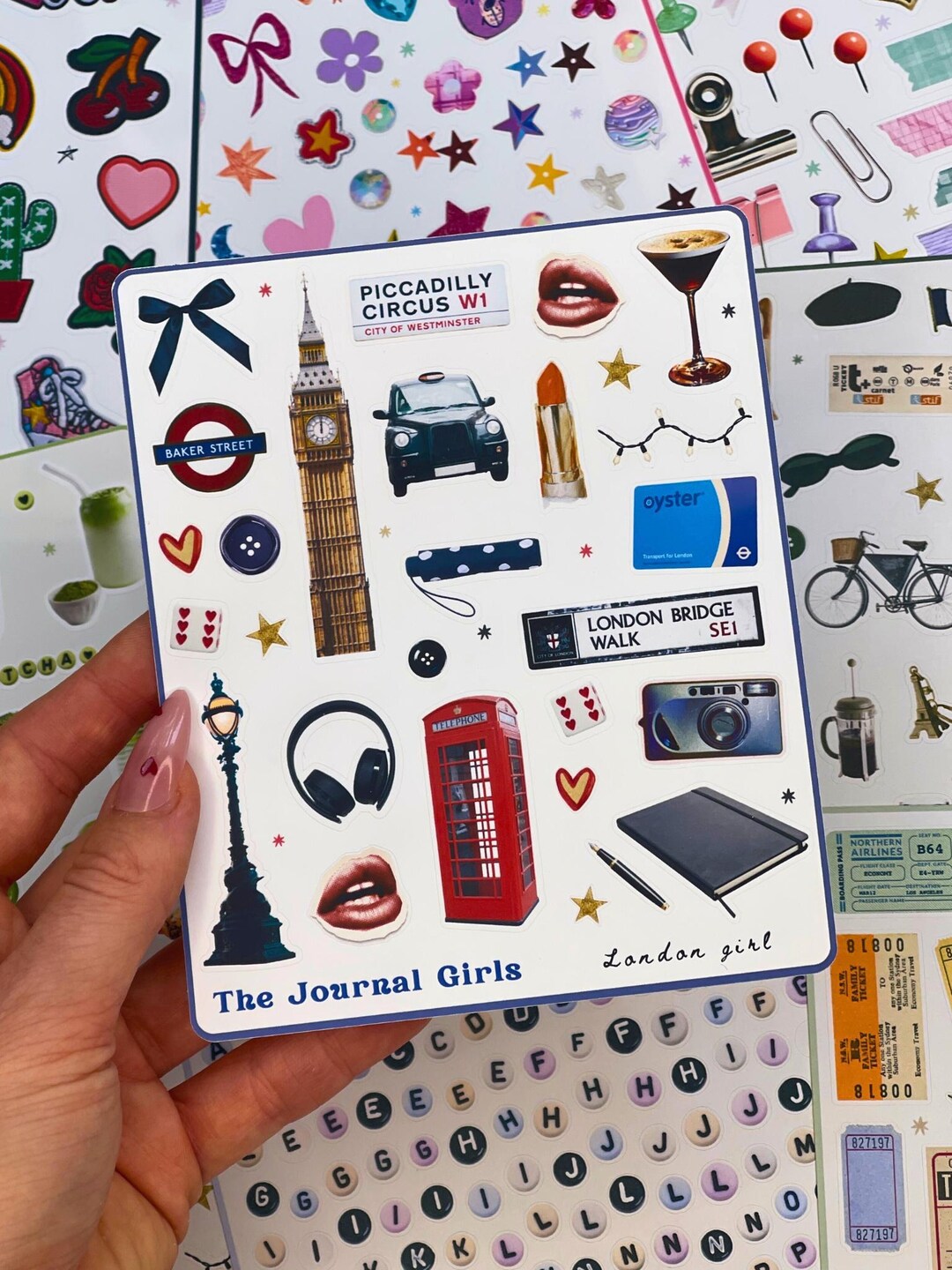 London Girl Stickers • Aesthetic Sticker Sheet for Junk Journaling ...