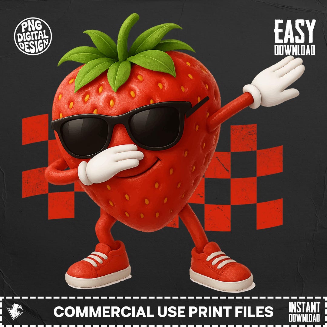 Dabbing Strawberry PNG Clipart, Funny Fruit Character (digital Download ...