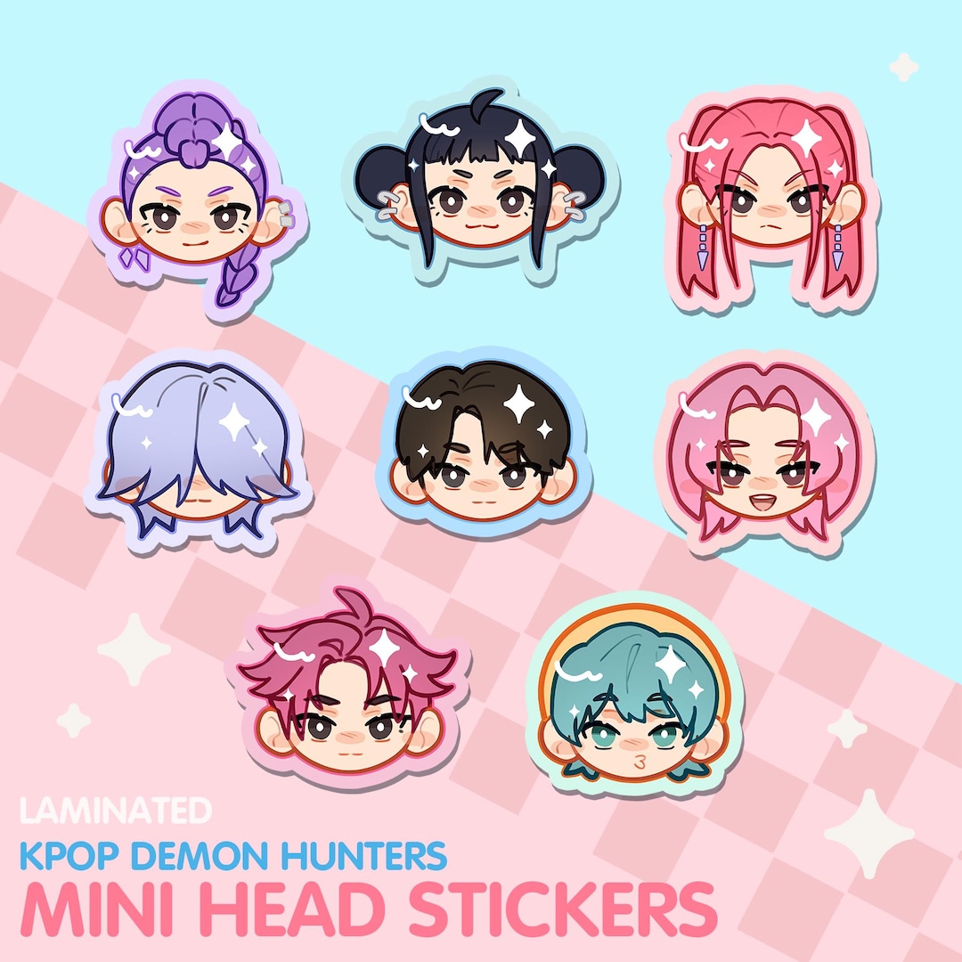 Kpop Demon Hunters Chibi Head Mini Stickers - Etsy UK