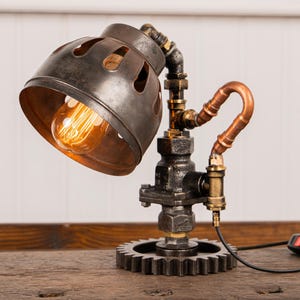Copper & Metal Industrial Table Lamp Steampunk Unique Desk Lamp - Etsy