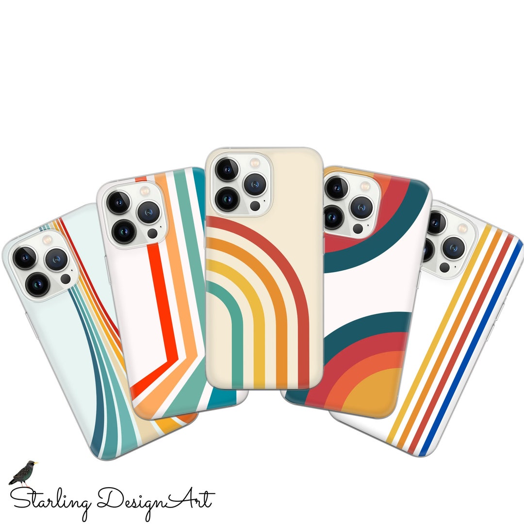 Retro Stripes Phone Case 70s Aesthetic Cover for iPhone 16 Pro Max, 15 ...