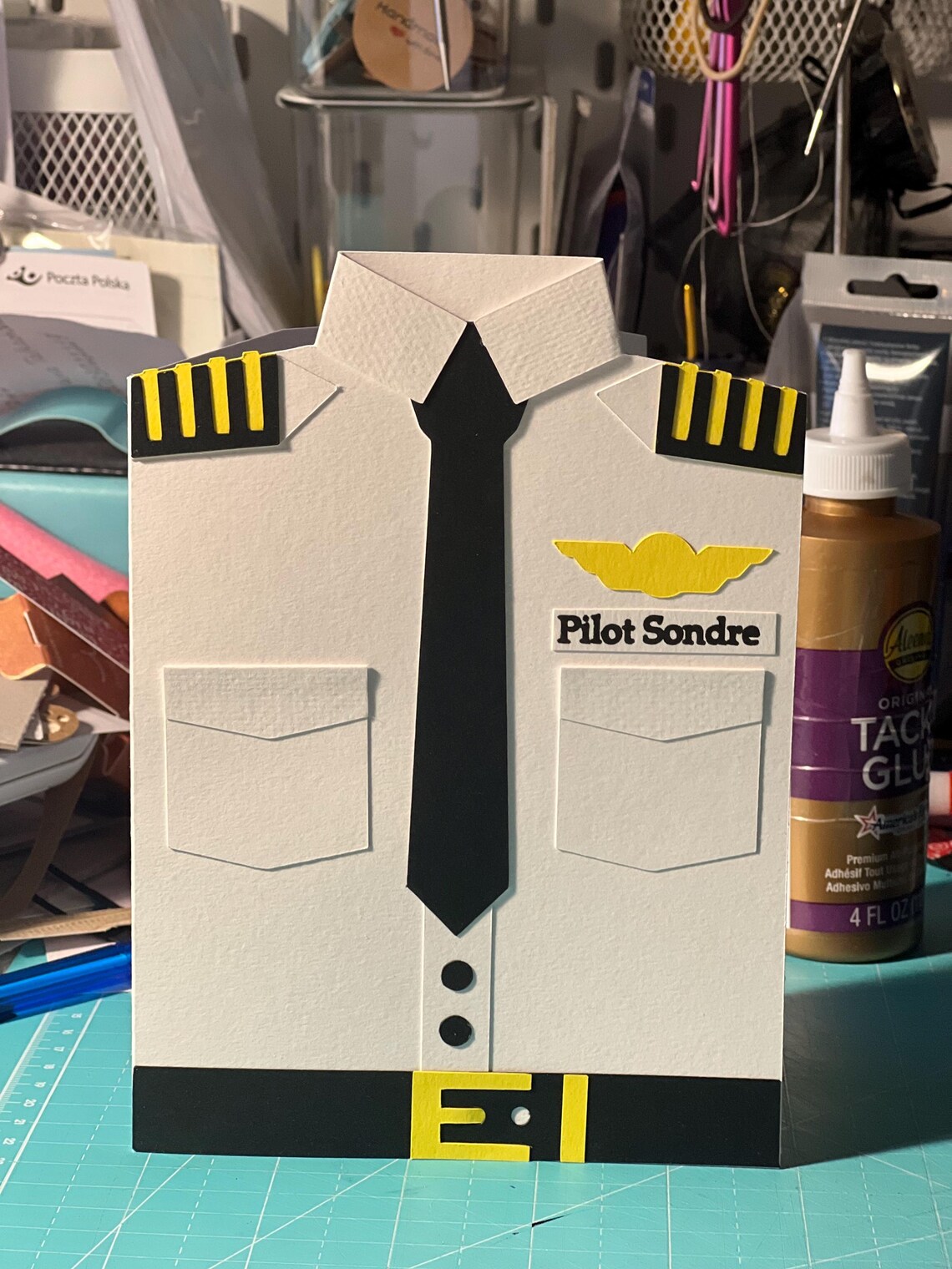 Handmade Pilot Uniform Card for Aviation Enthusiasts, Unique Pilot ...