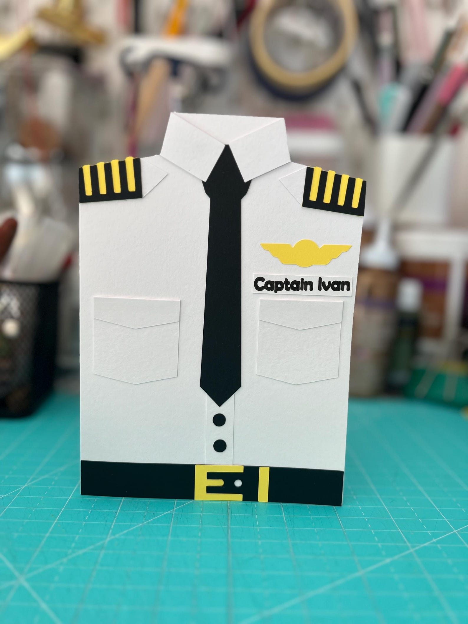 Handmade Pilot Uniform Card for Aviation Enthusiasts, Unique Pilot ...