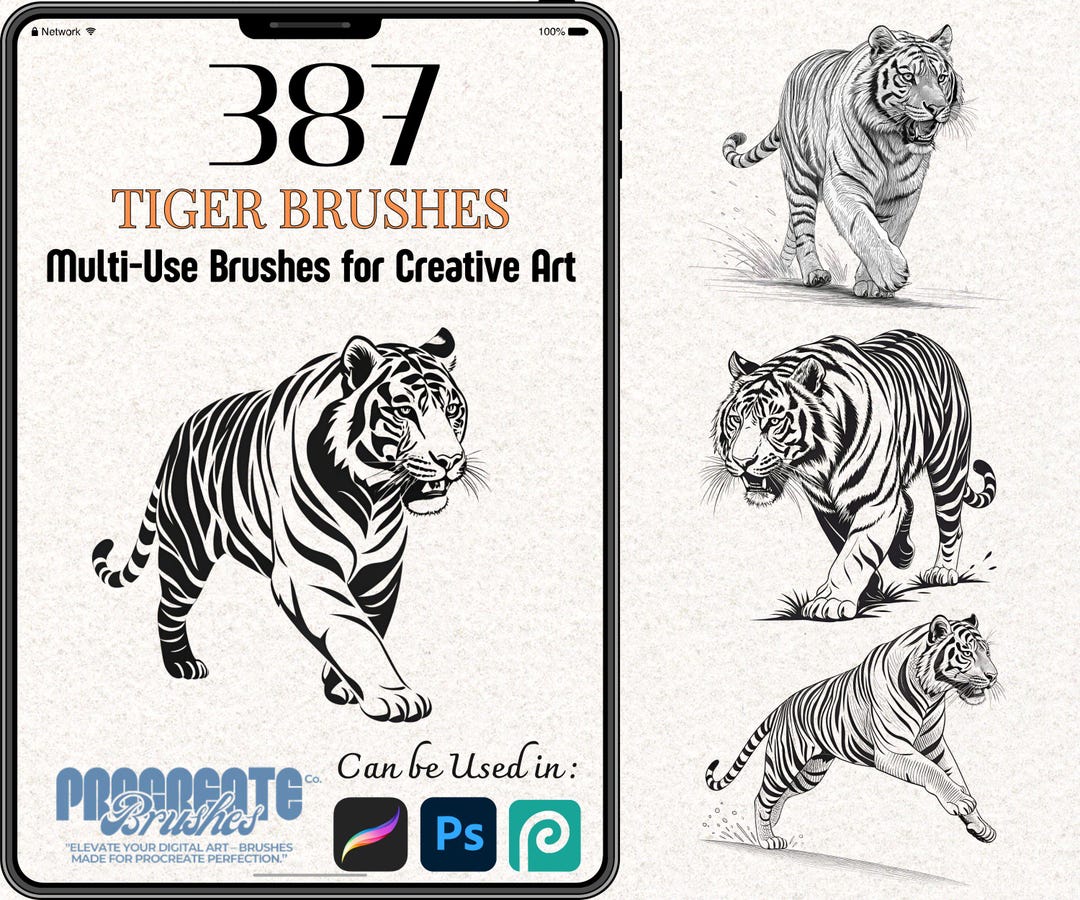 387 Tiger Brushes for Procreate and Photoshop – the Ultimate Wildlife ...