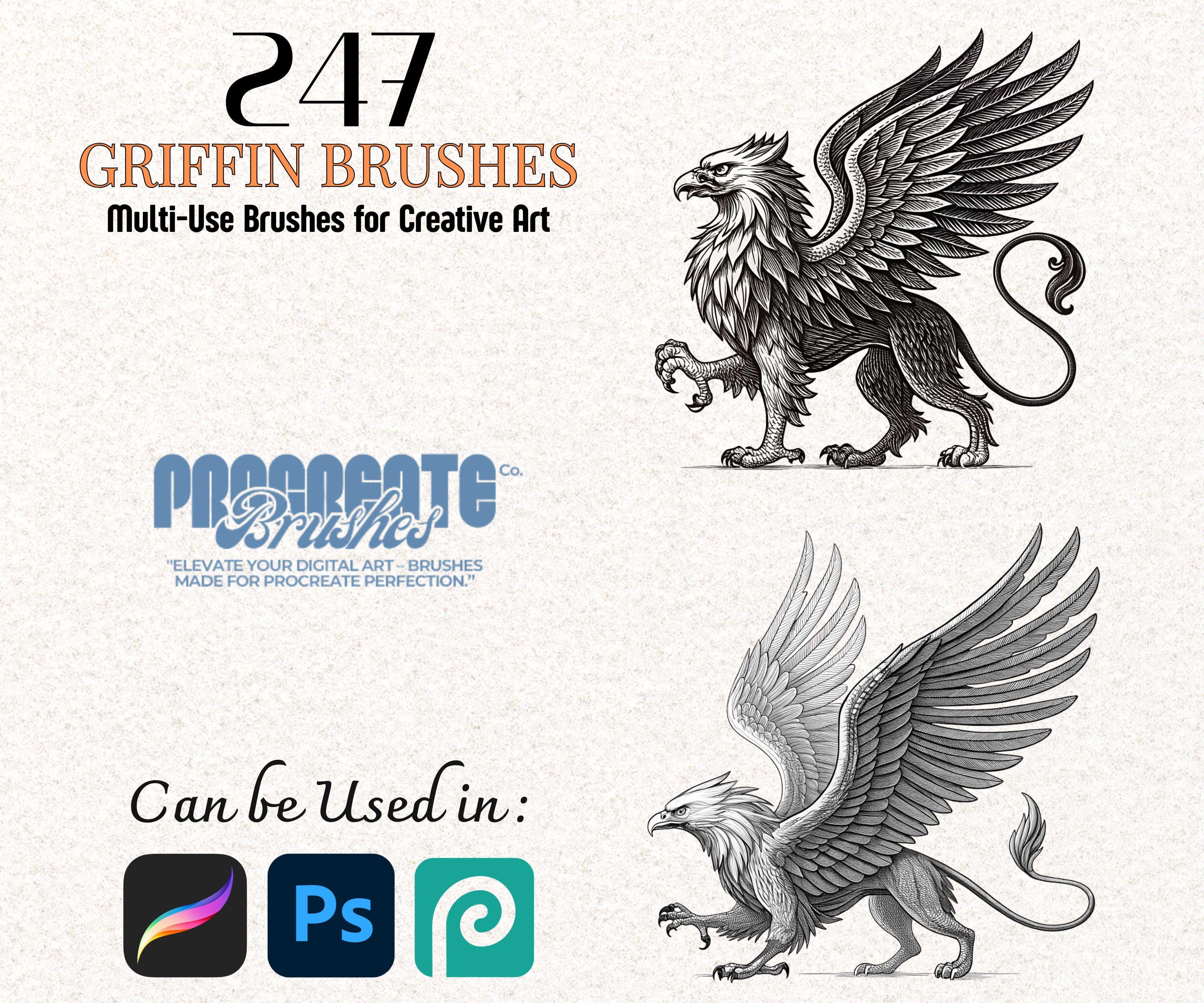 247 Griffin Gryphon Griffon Brushes for Procreate & Photoshop – Tattoo ...