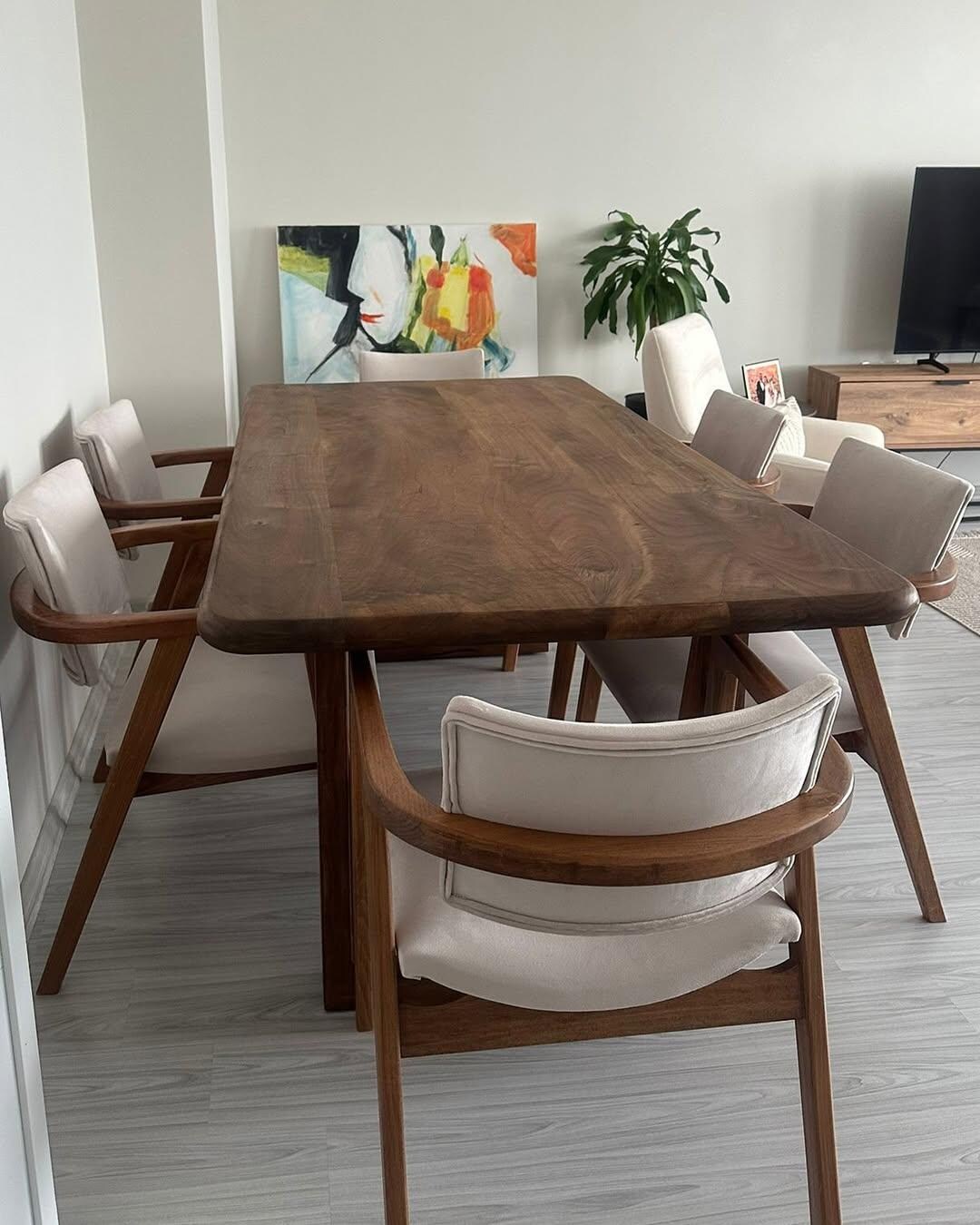 Walnut Table Solid Wood Table Handmade Table Dining Table Modern Wood ...