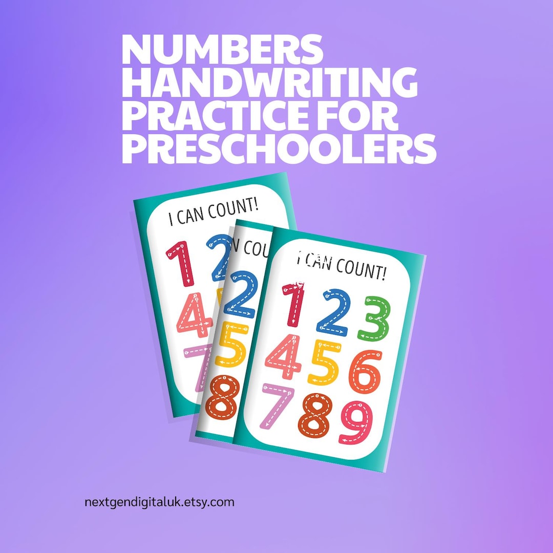 Numbers Handwriting Practice for Preschoolers - Etsy