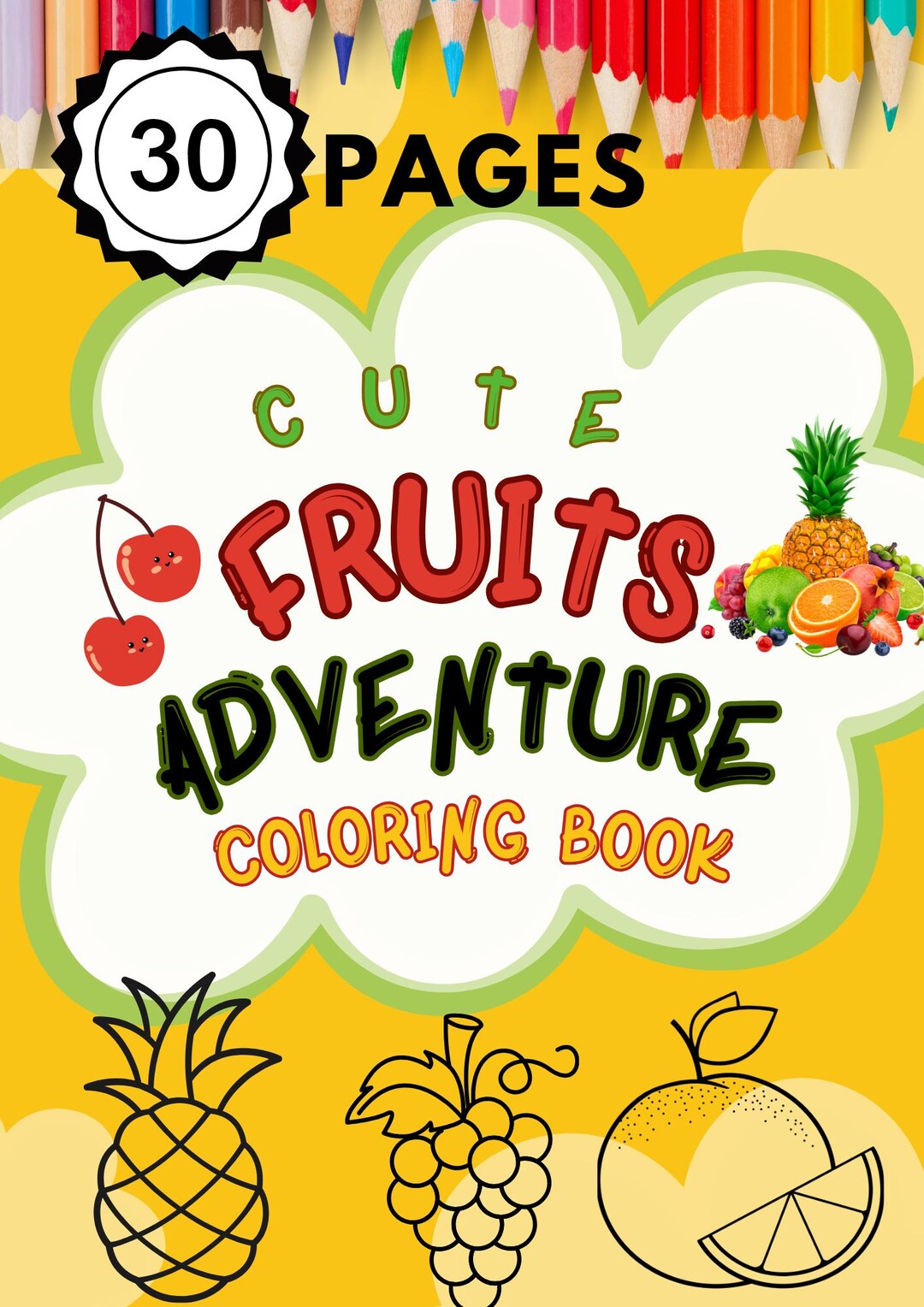 Fruits Colouring Pages for Kids | Printable Toddlers Preschoolers ...