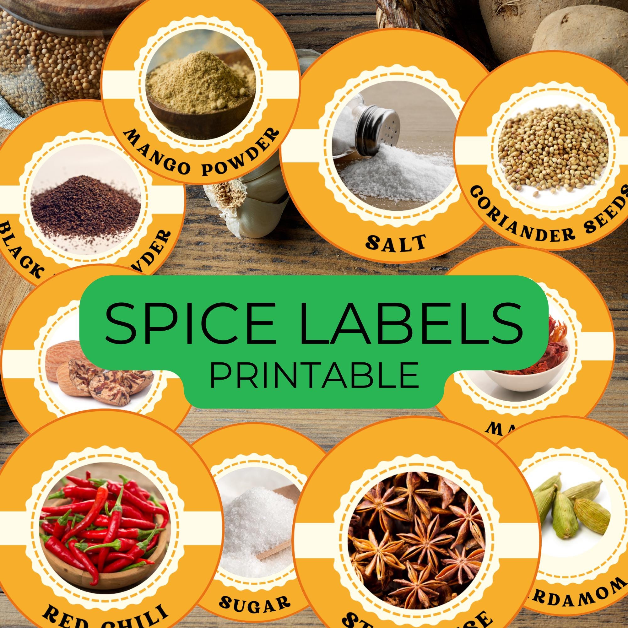 Spice Labels for Jar PDF Template, Kitchen Decor, Digital Printable - Etsy