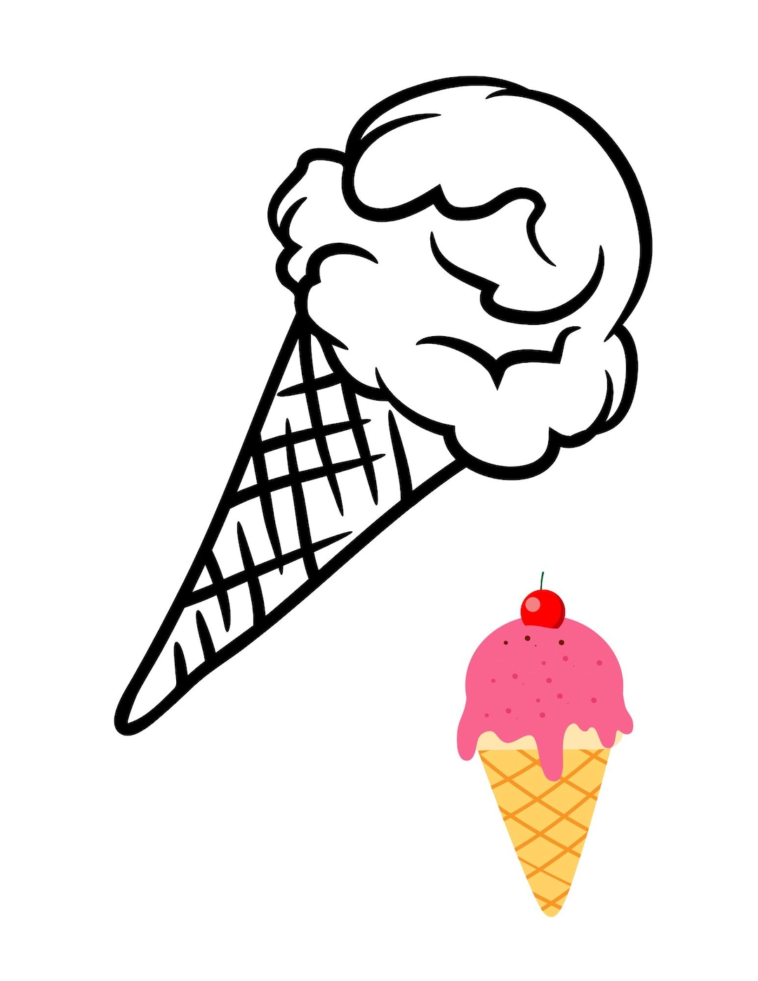 Ice Cream Coloring Pages | Fun Printable PDF for Kids & Adults - Etsy
