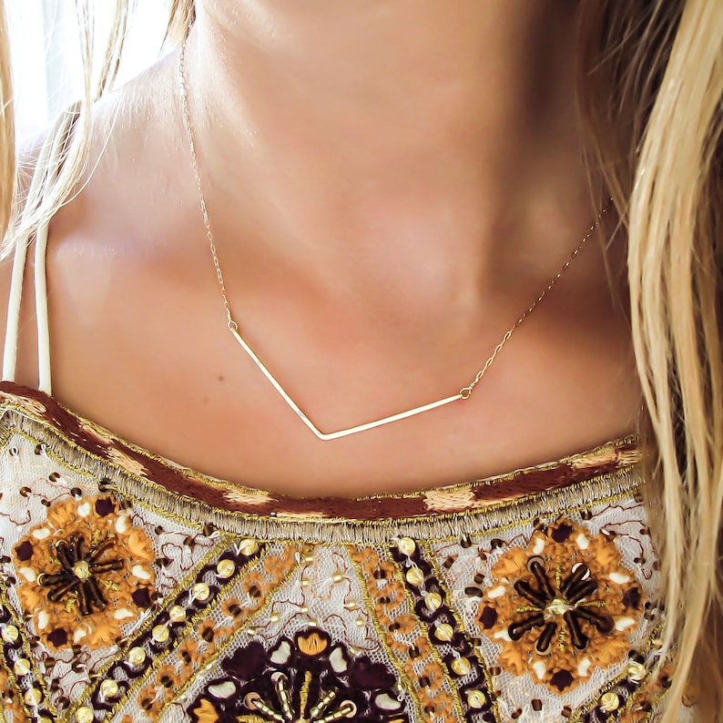 Gold V Necklace - Gold Chevron Necklace - XL Wide V Necklace - V Chain ...