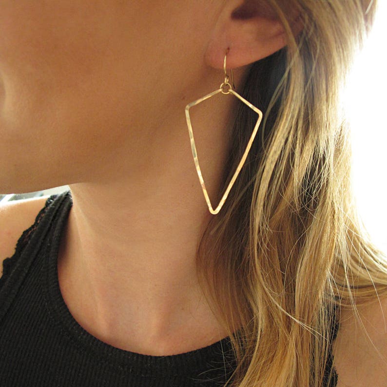 Arrowhead Hoops Handmade Diamond Shaped Hoops in 14K Gold - Etsy