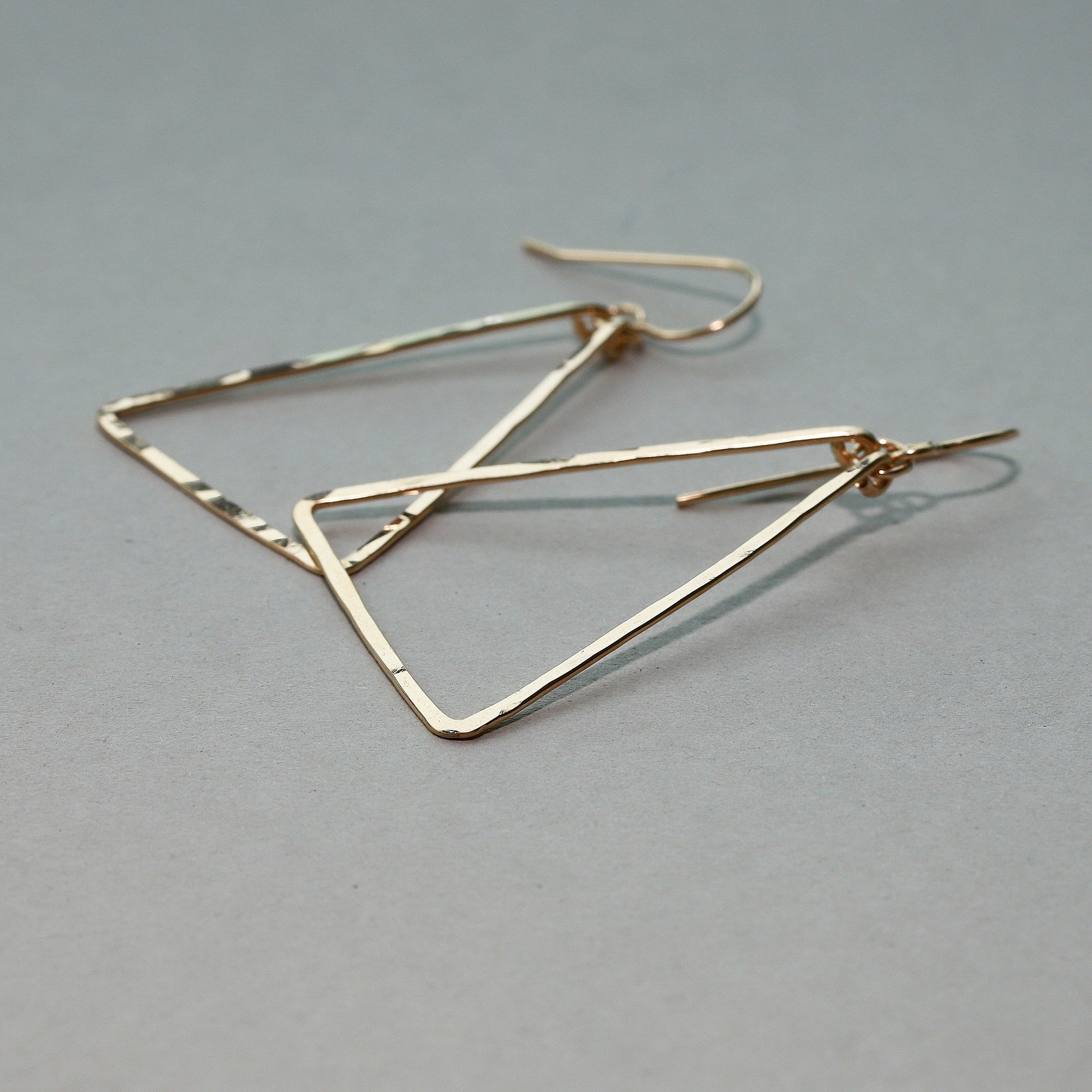 Triangle Earrings Hammered Long Triangle Shaped Dangle - Etsy