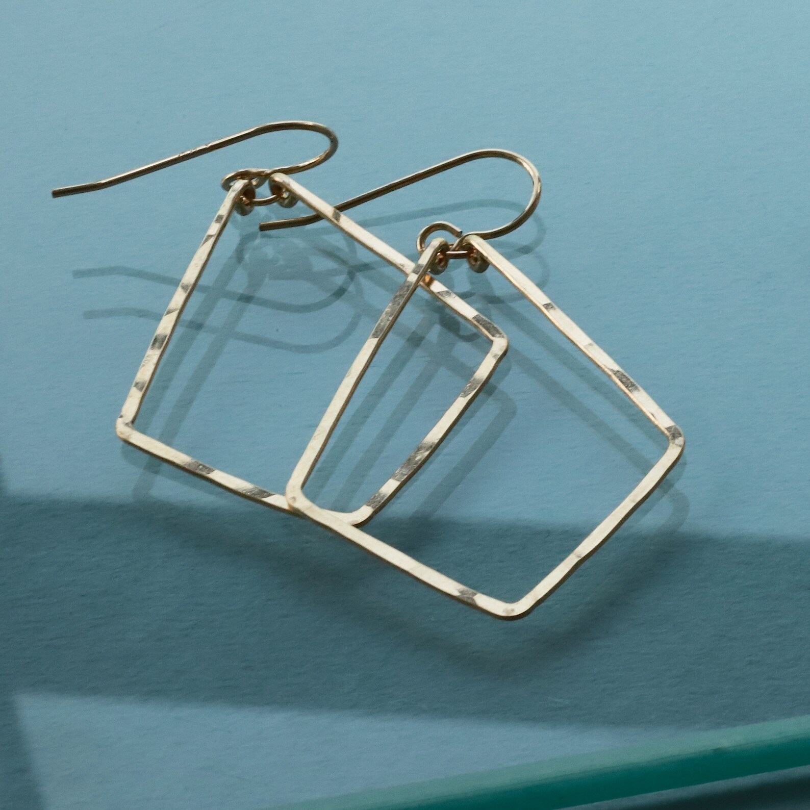 Geometric Hoops Handmade Diamond Shaped Hoops in 14K Gold - Etsy