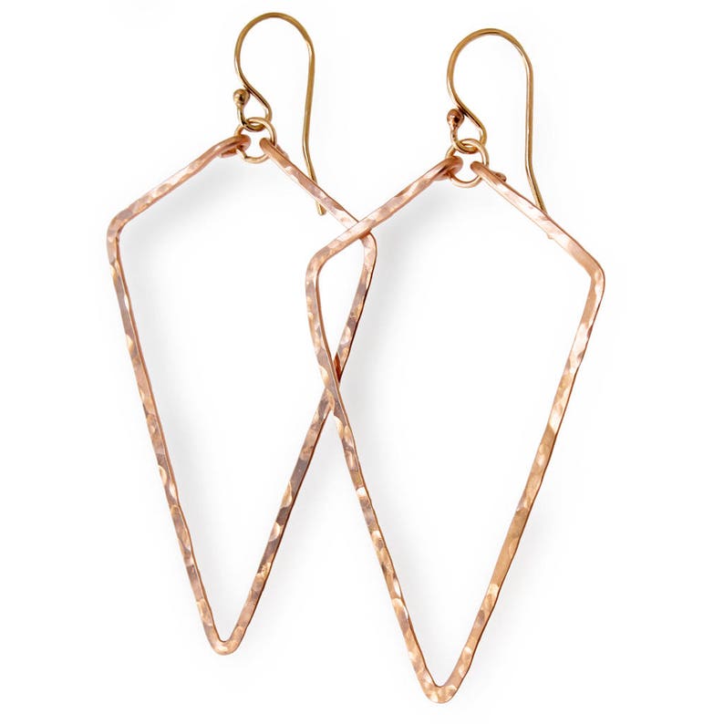 Arrowhead Hoops Handmade Diamond Shaped Hoops in 14K Gold - Etsy